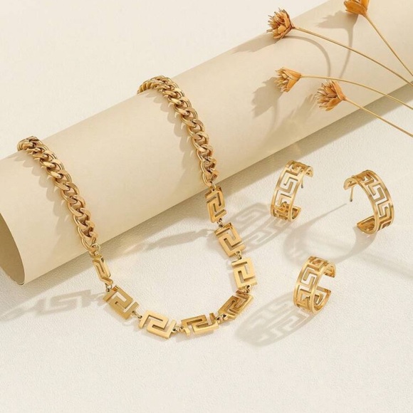 Jewelry | 18k Platedstainless Steel Gold Geometric Jewelry Set | Poshmark
